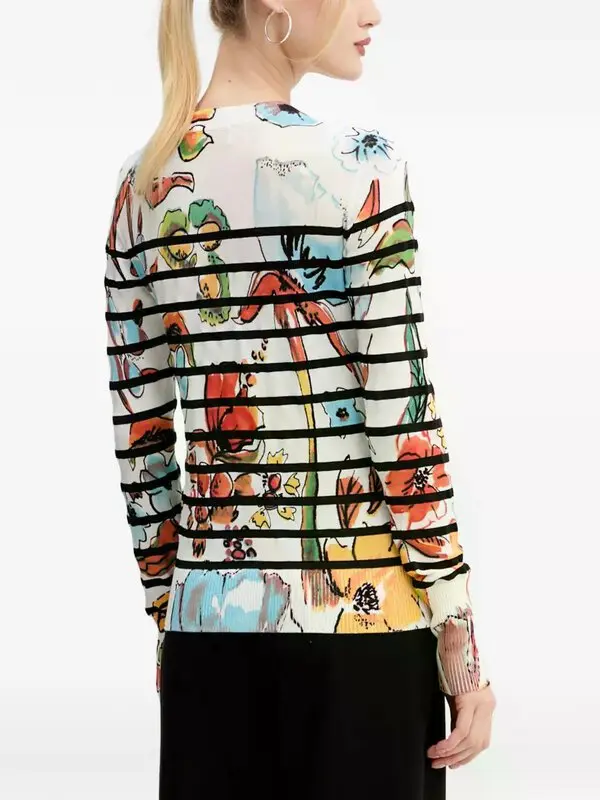 Desigual Floral-print Striped Sweater