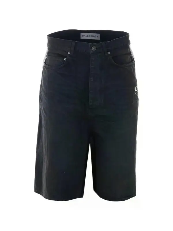 Balenciaga Logo-embroidered Denim Shorts