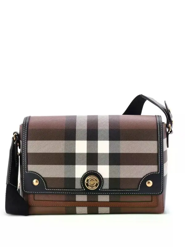 Burberry Note Check Canvas And Leather Medium Cross Body Bag