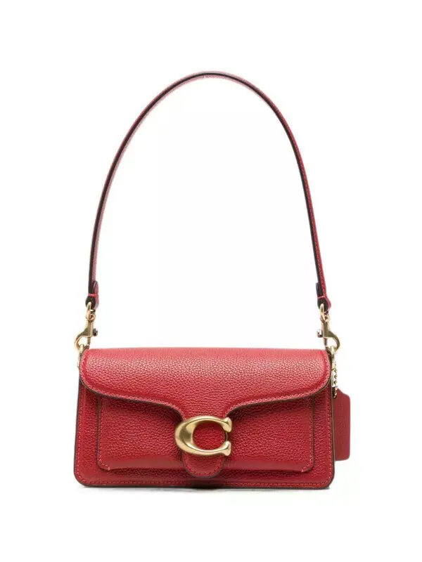 COACH Logo-plaque Pebbled-leather Shoulder Bag - Red