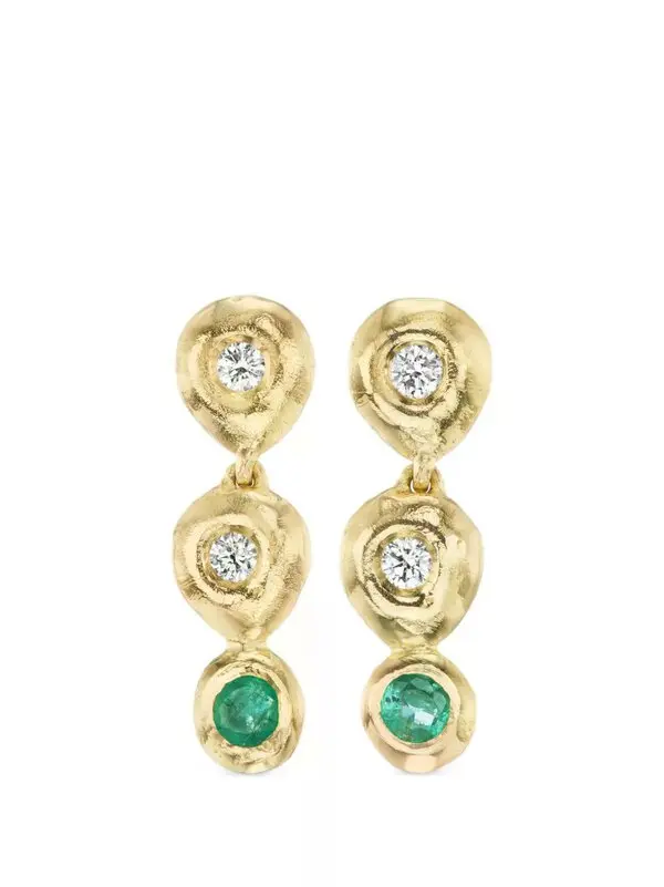 RENE BARNES Reverie Iv Diamond And Emerald Earrings