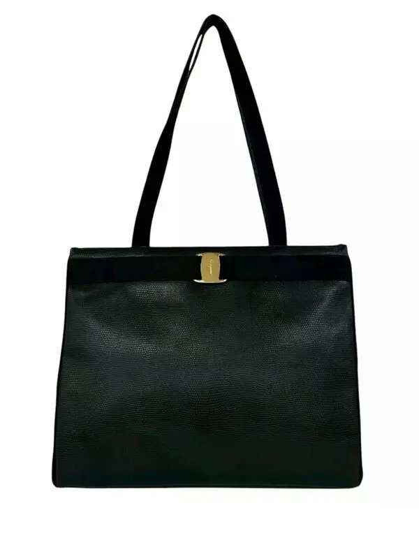 FERRAGAMO 2010-2026 Lizard Embossed Leather Vara Tote Bag