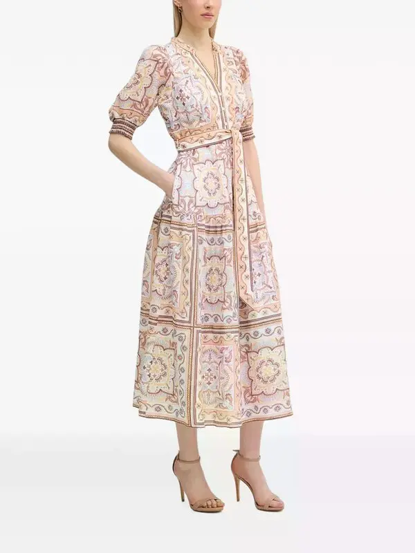 Hale Bob Paisley Print Belted Midi Dress