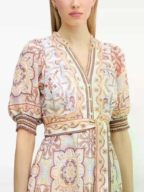 Hale Bob Paisley Print Belted Midi Dress