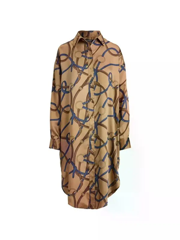 Ralph Lauren Belting-print Twill Midi Shirt Dress