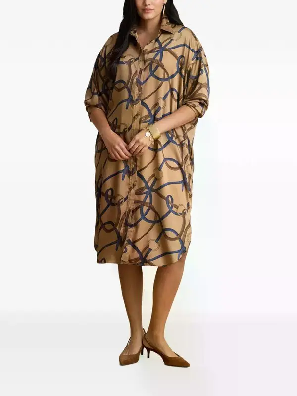 Ralph Lauren Belting-print Twill Midi Shirt Dress