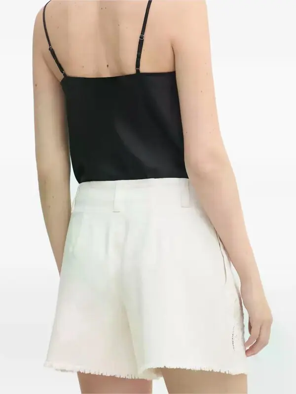 Luisa Spagnoli Acile Embroidered Raw-edge Shorts