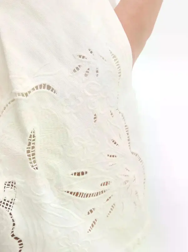 Luisa Spagnoli Acile Embroidered Raw-edge Shorts