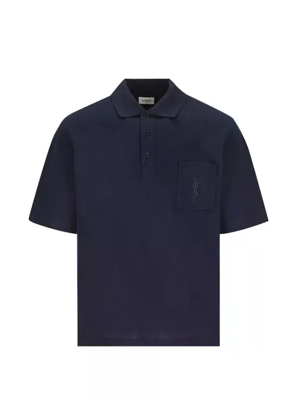 Saint Laurent Cassandre Polo In Cotton Piqu