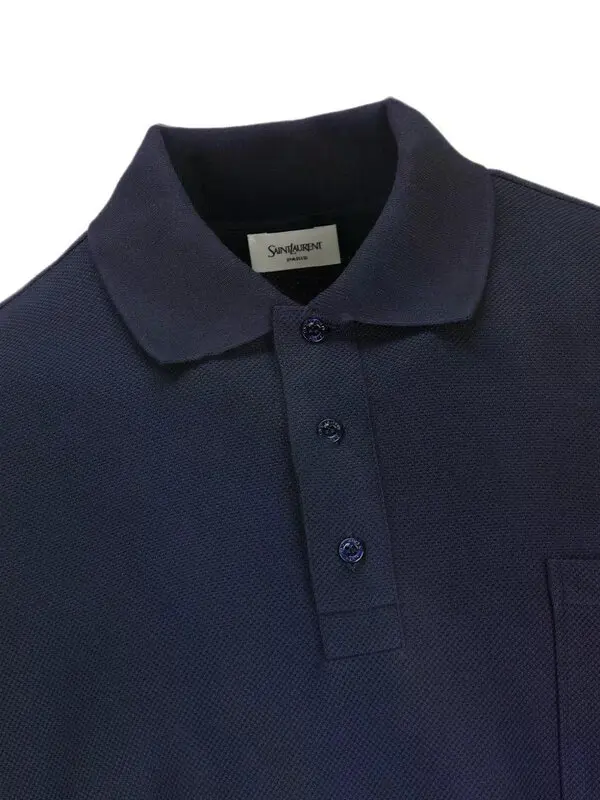 Saint Laurent Cassandre Polo In Cotton Piqu