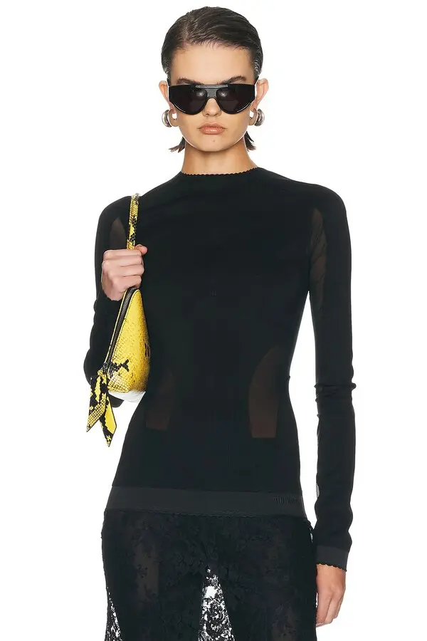 Attico Ponte Jersey Top With Mesh Paneling