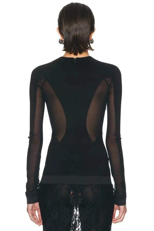 Attico Ponte Jersey Top With Mesh Paneling