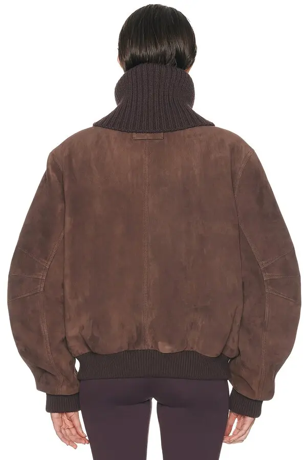 Attico Suede Bomber Jacket In Brown
