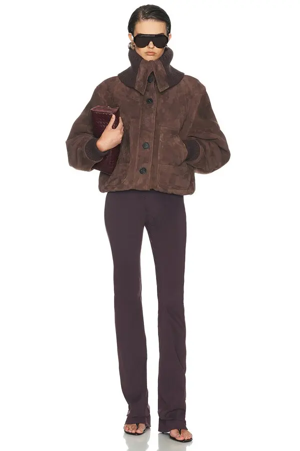 Attico Suede Bomber Jacket In Brown