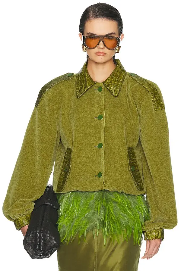 ROWEN ROSE Cropped Bomber Jacket