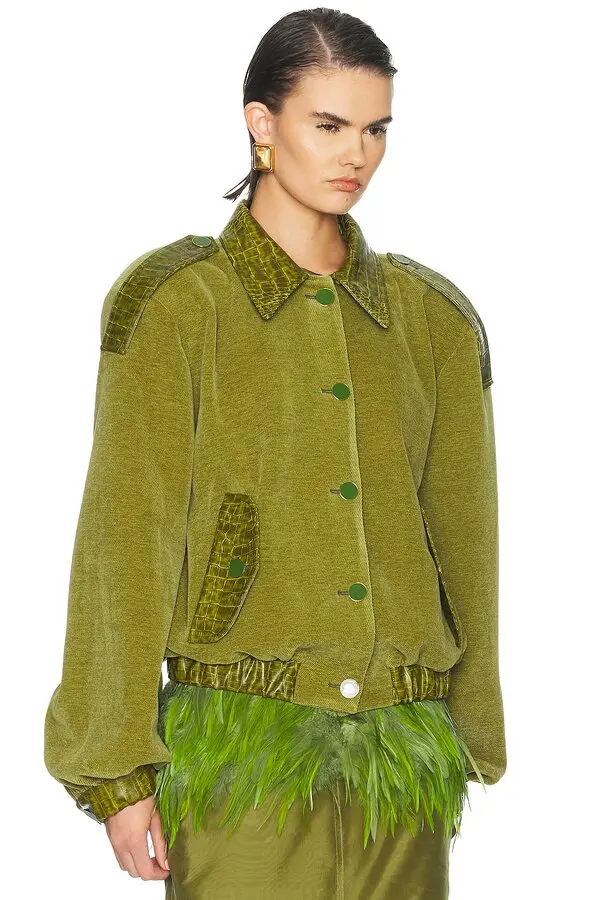 ROWEN ROSE Cropped Bomber Jacket