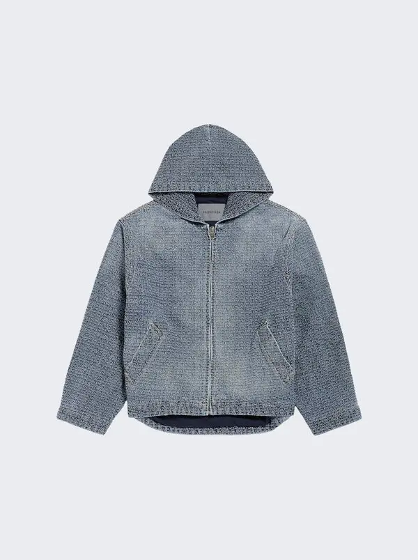 Balenciaga Denim Stitch Hooded Jacket - Blue