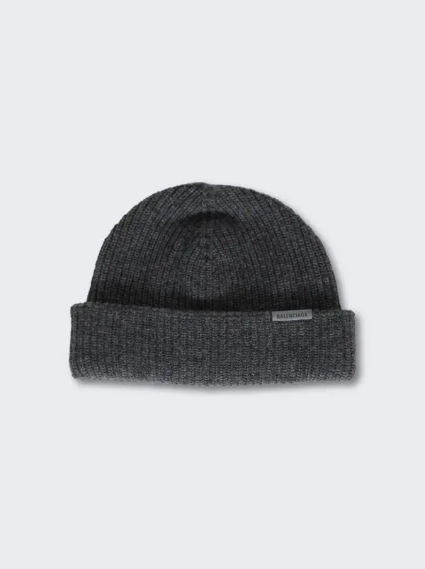 Balenciaga Melange Wool Beanie - Grey