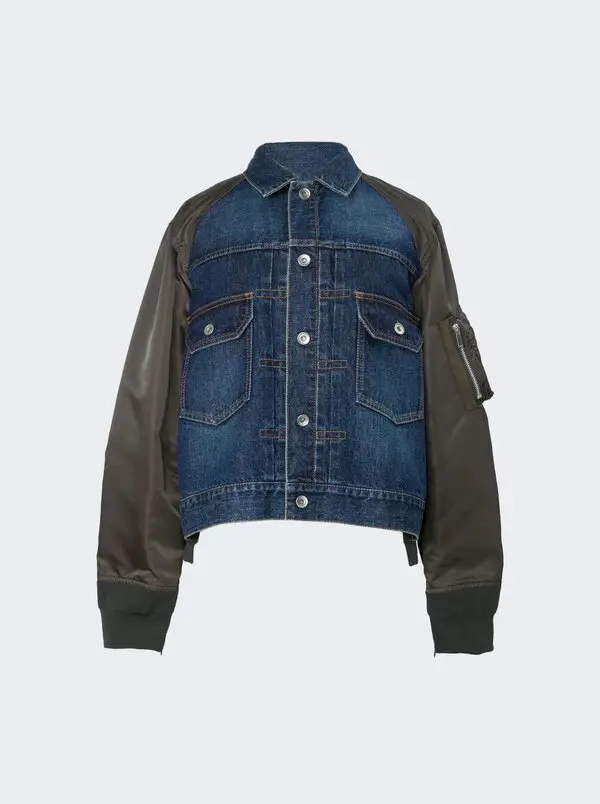 Sacai Mixed Denim Bomber Jacket And Khaki