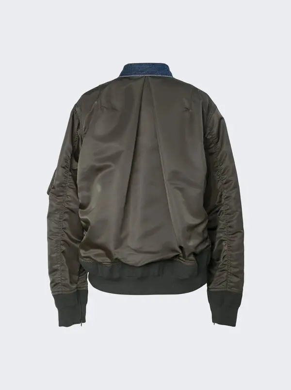 Sacai Mixed Denim Bomber Jacket And Khaki