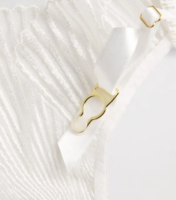COCO DE MER Stretch-silk Lace Athena Suspenders
