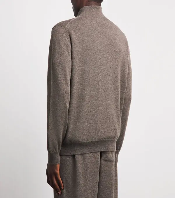 Johnstons Of Elgin Cashmere Quarter-zip Sweater - Brown