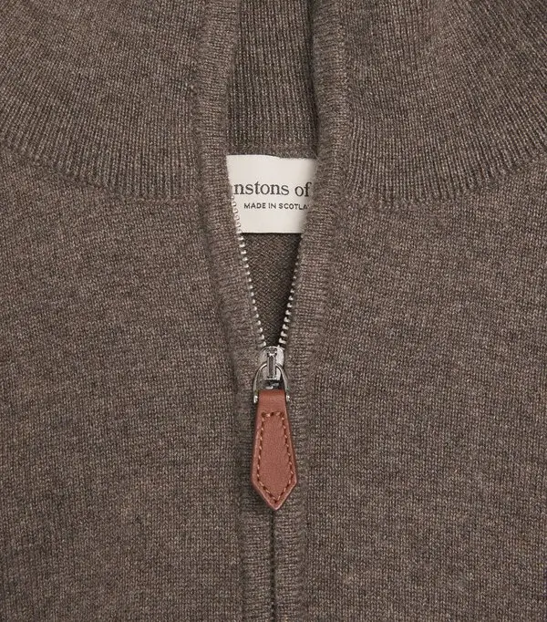 Johnstons Of Elgin Cashmere Quarter-zip Sweater - Brown