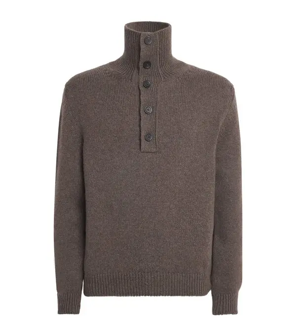 Johnstons Of Elgin Cashmere Button-neck Sweater