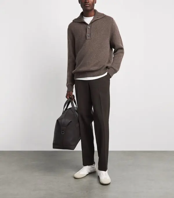 Johnstons Of Elgin Cashmere Button-neck Sweater