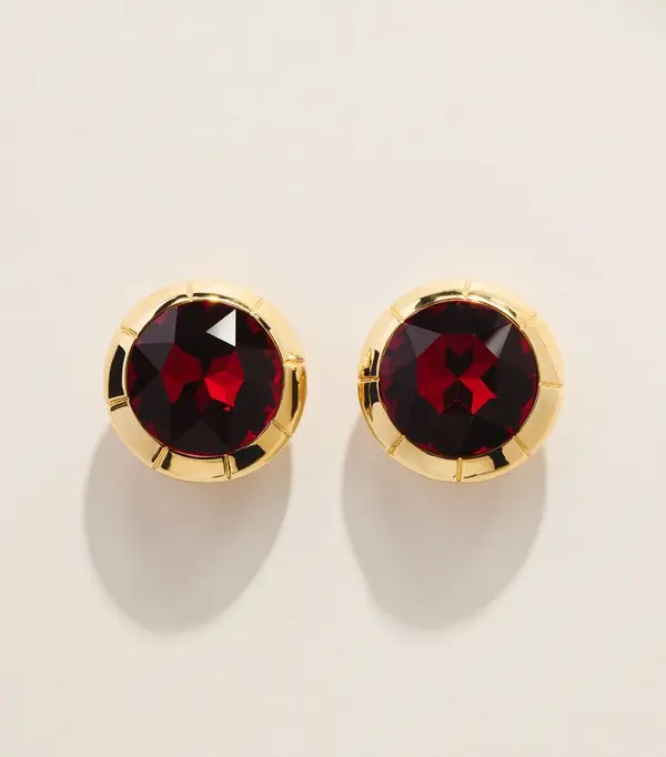 Alessandra Rich Embellished Round Clip-on Earrings - Gold
