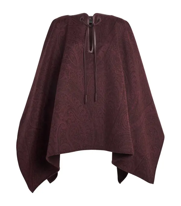 Etro Wool-blend Paisley V-neck Cape