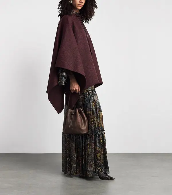 Etro Wool-blend Paisley V-neck Cape