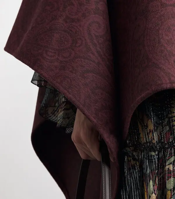 Etro Wool-blend Paisley V-neck Cape