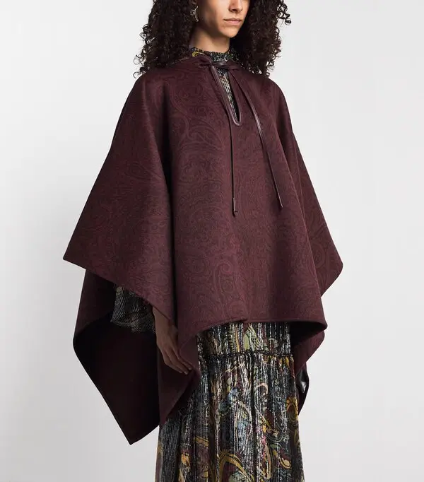 Etro Wool-blend Paisley V-neck Cape