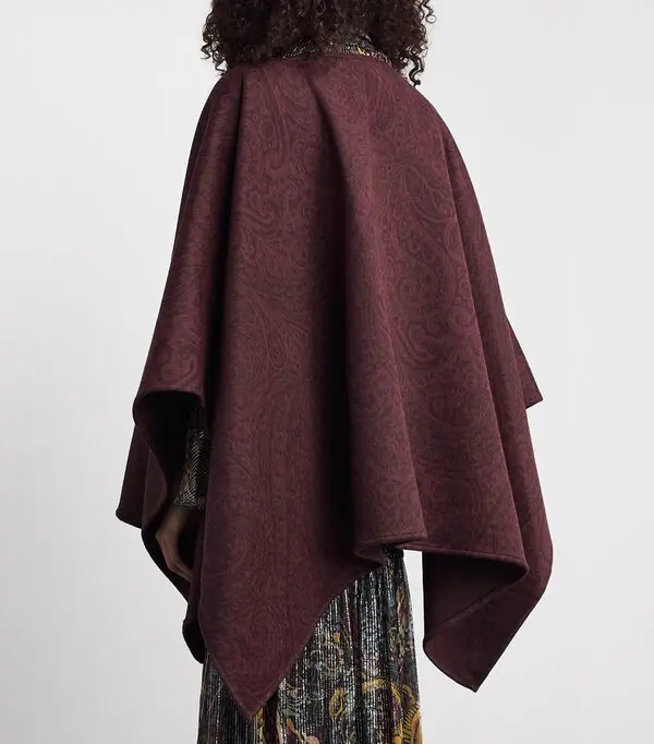 Etro Wool-blend Paisley V-neck Cape