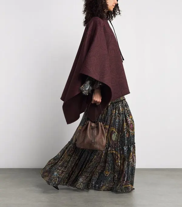 Etro Wool-blend Paisley V-neck Cape
