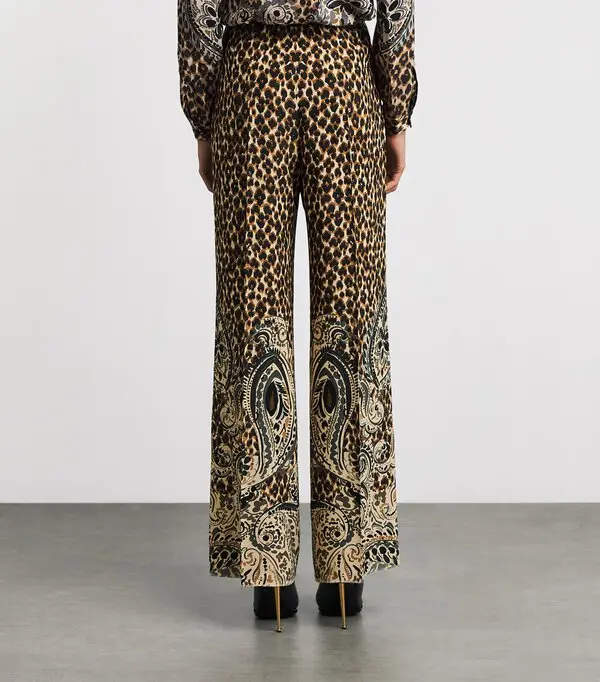 Etro Silk Leopard Print Paisley Trousers