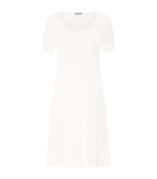Hanro Cotton Short-sleeve Rosaria Nightdress - Ivory