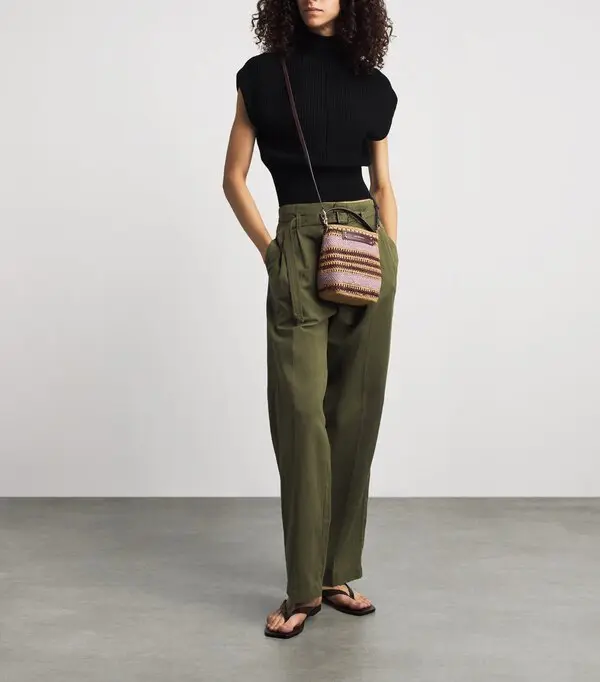 ANYA HINDMARCH Raffia Stripe Bucket Bag - Purple