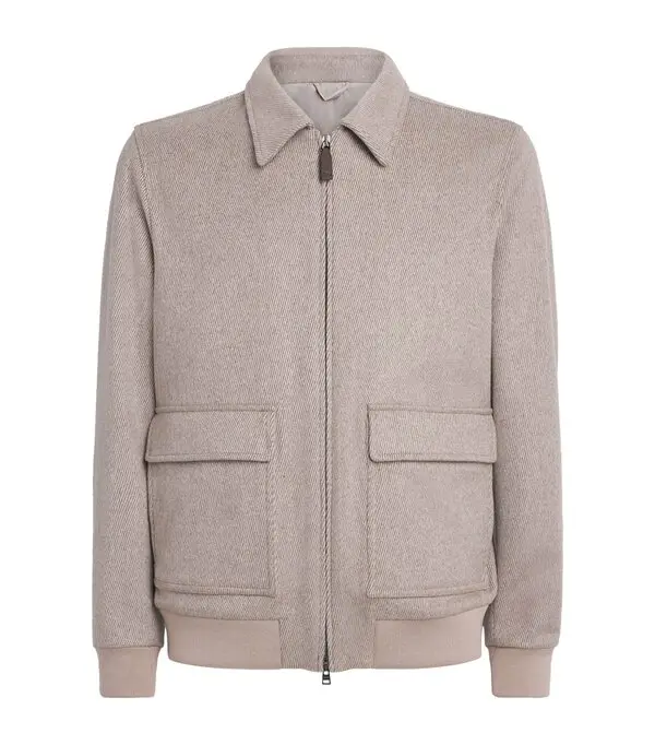 Herno Wool-cashmere Collar Bomber Jacket