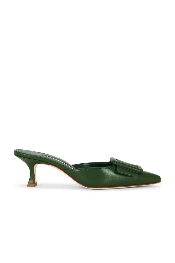 Manolo Blahnik Maysale 50 Mule - Dark Green