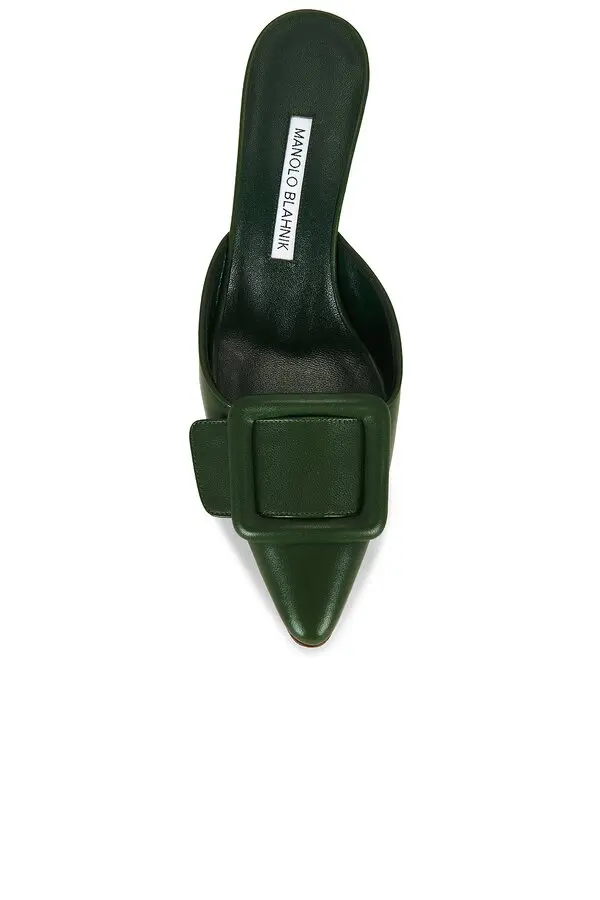Manolo Blahnik Maysale 50 Mule - Dark Green