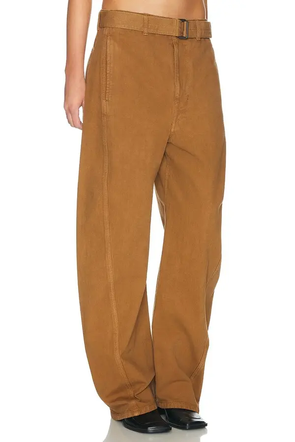 LEMAIRE Twisted Belted Cotton Pants - Tobacco