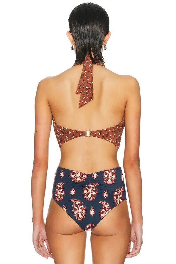 Johanna Ortiz Printed Wrap Bikini Top - Brown