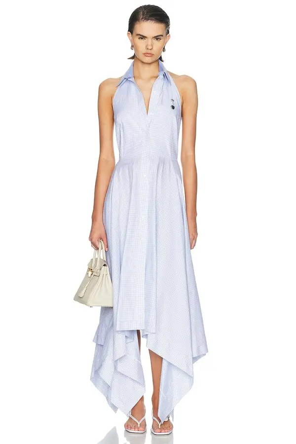 Monse Bunny Ear Tie Handkerchief Dress In Blue