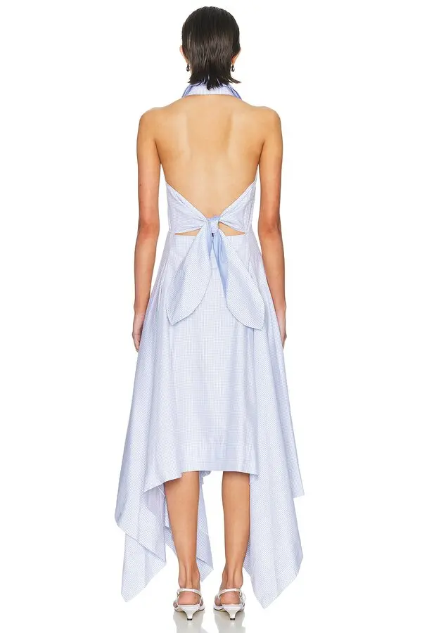 Monse Bunny Ear Tie Handkerchief Dress In Blue