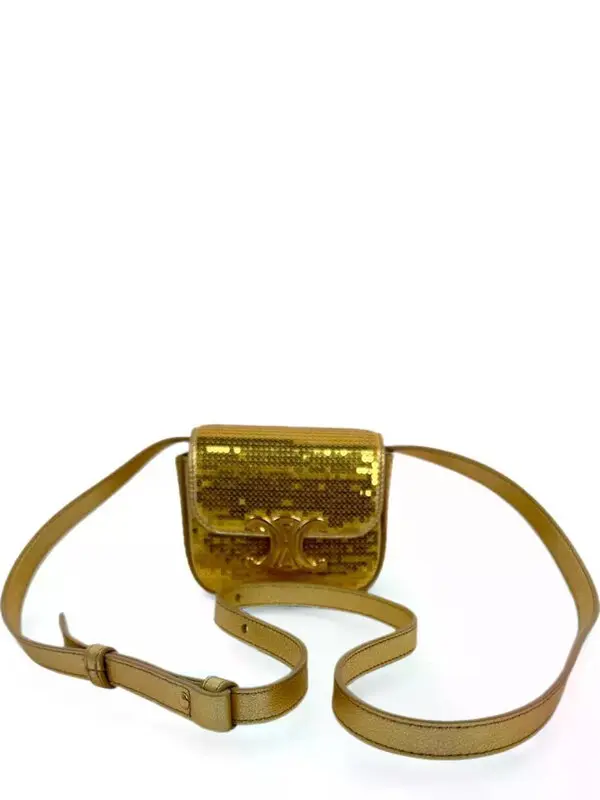 Celine Mini Triomphe Sequin Crossbody Bag - Gold