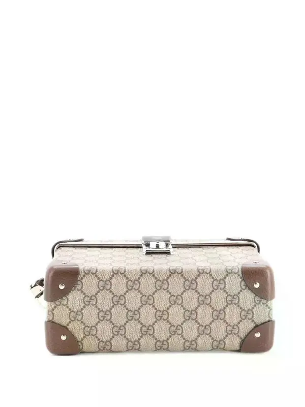 Gucci Bamboo Globe-trotter Vanity Case Gg Coated Canvas Satchel
