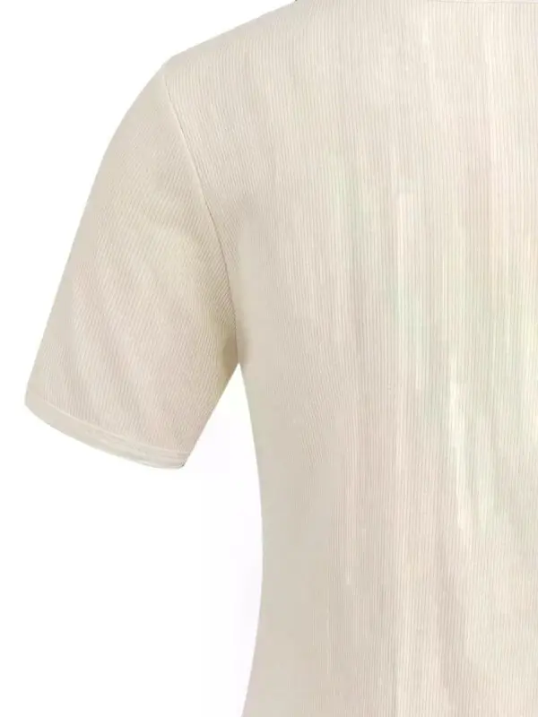 YAYA Ribbed Mesh-trim T-shirt