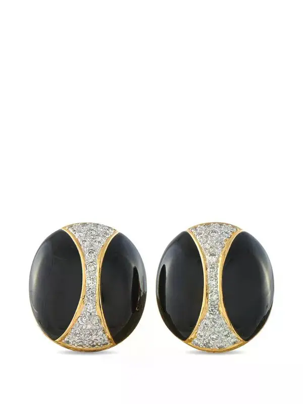 LB EXCLUSIVE Embelished Onyx And Diamond Earrings